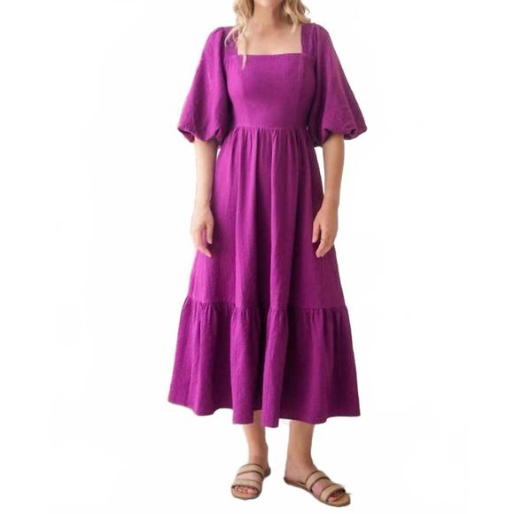Oddi | Dresses | New Oddi Orchid Puff Midi Dress In Violet | Poshmark